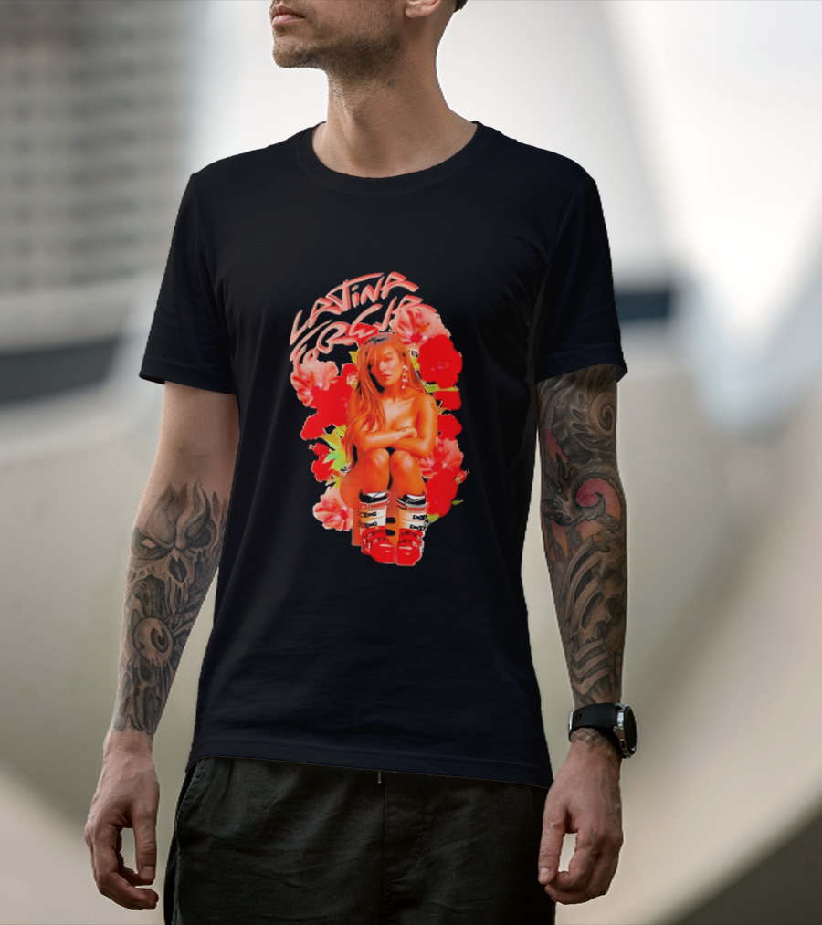 Latina Forever Woman Surrounded By Red Hibiscus With Ski Boots T-Shirt