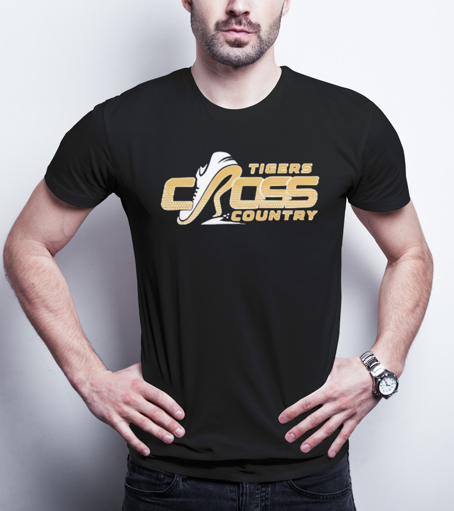 Tigers Cross Country Running Shoe Gold Brick Texture T-Shirt