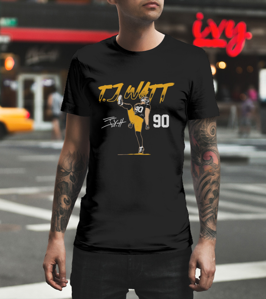 T.J. Watt 90 High Kick Celebration Football Player T-Shirt