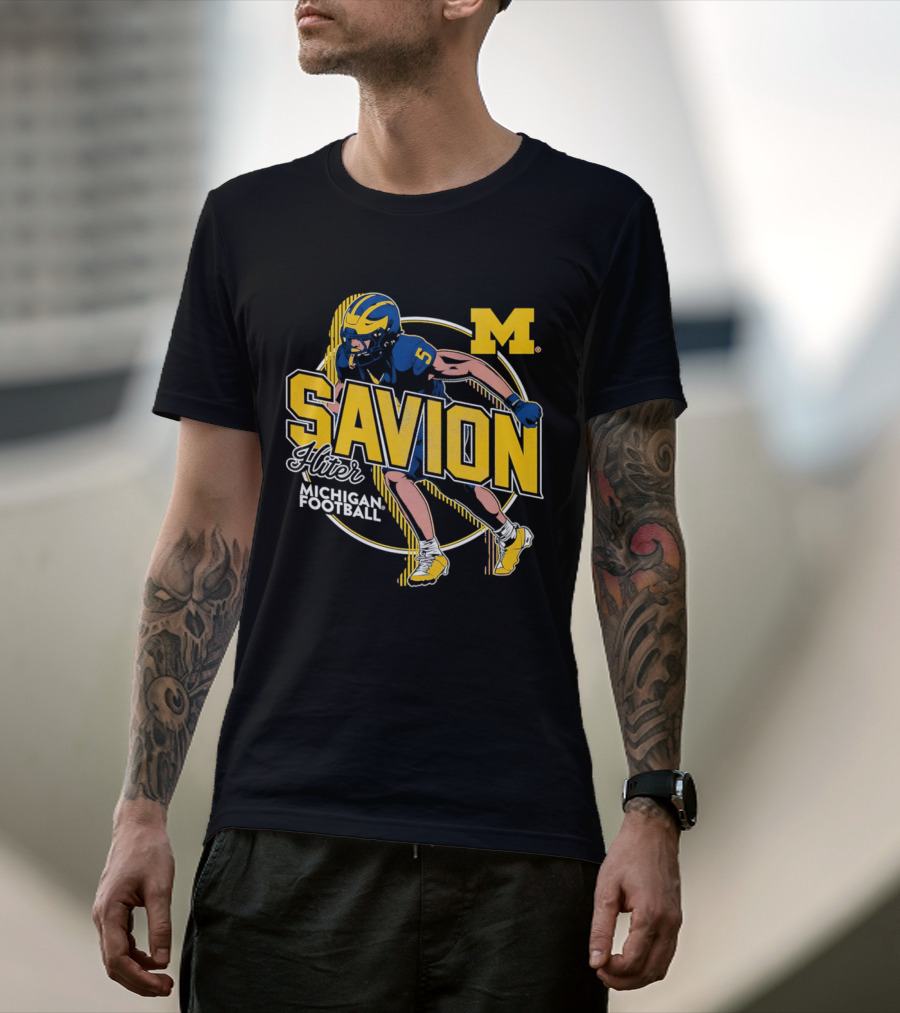 Michigan Wolverines Savion Hiter Number 5 Player Football M T-Shirt