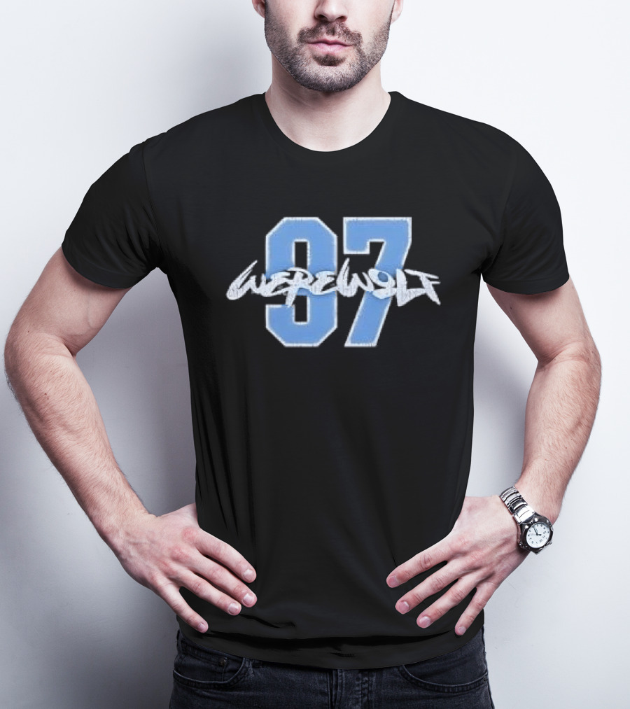 Werewolf 97 Blue Athletic Jersey Number Distressed T-Shirt