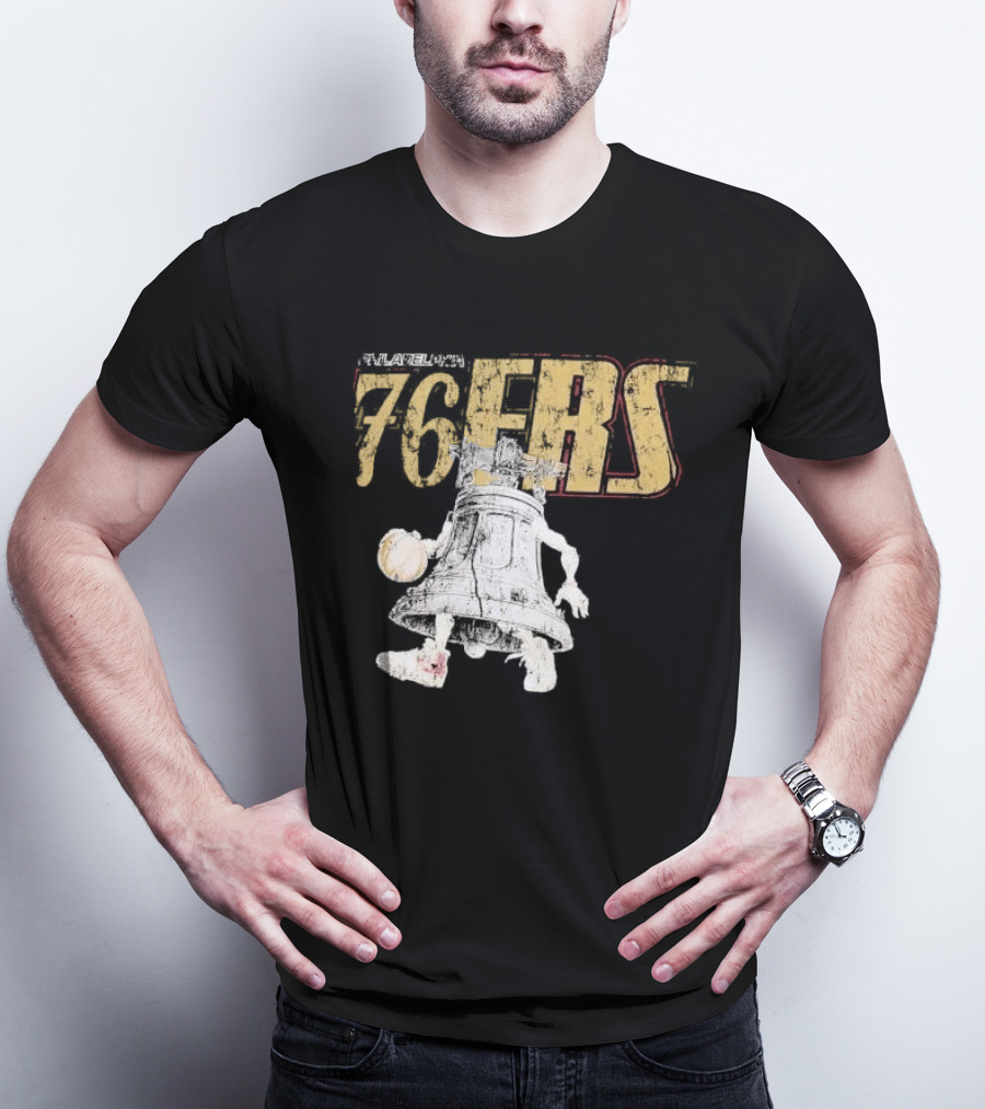 Philadelphia 76ers Distressed Liberty Bell Dribbling Basketball T-Shirt
