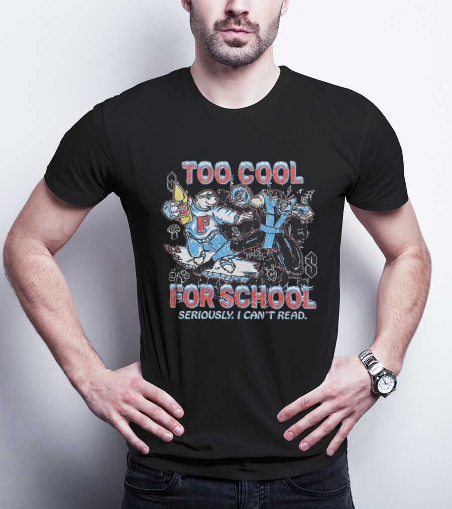 Too Cool For School Polar Bear Seriously I Can't Read T-Shirt