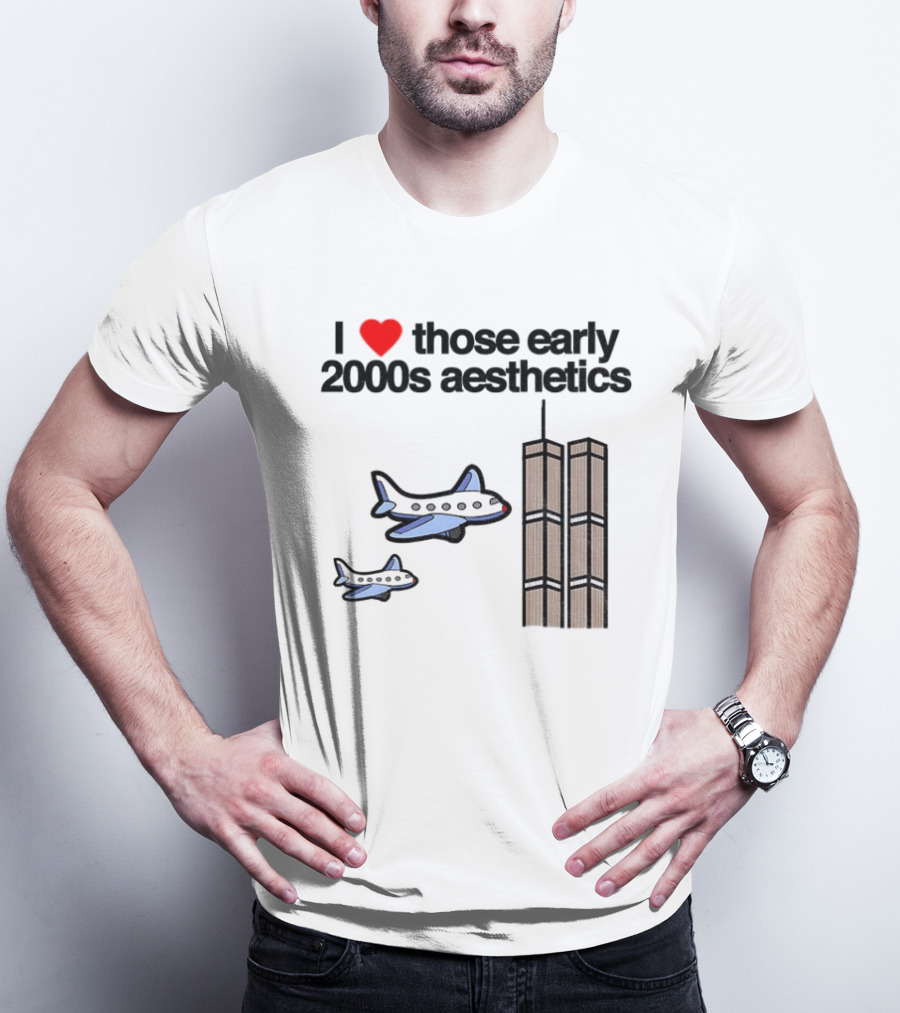 I Heart Those Early 2000s Aesthetics Airplanes World Trade Center Towers T-Shirt