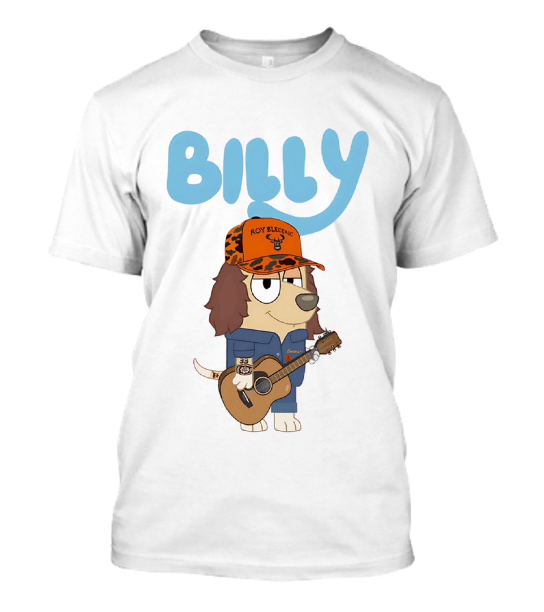 Billy Roy Electric Boomer Character With Guitar And Hat T-Shirt