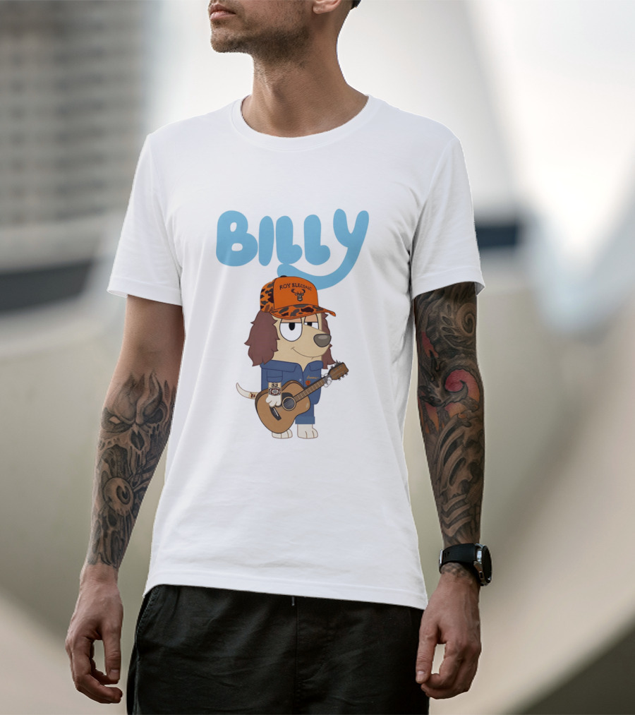 Billy Roy Electric Boomer Character With Guitar And Hat T-Shirt