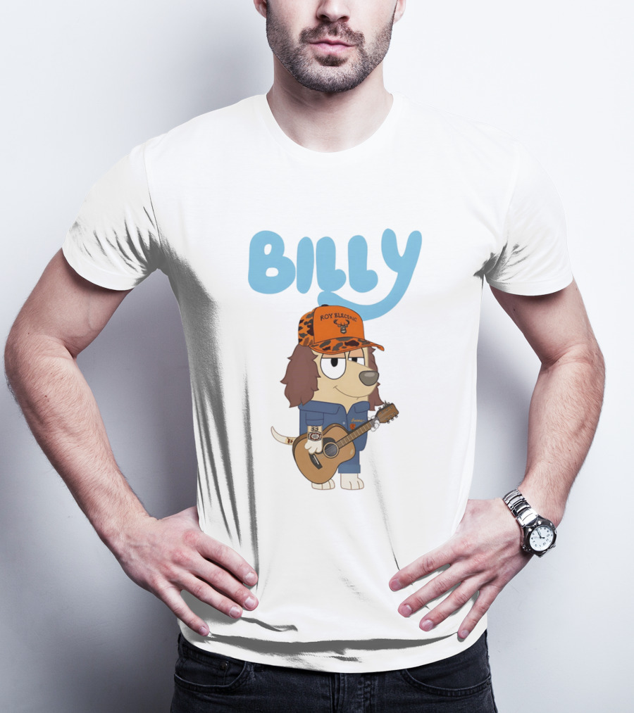 Billy Roy Electric Boomer Character With Guitar And Hat T-Shirt