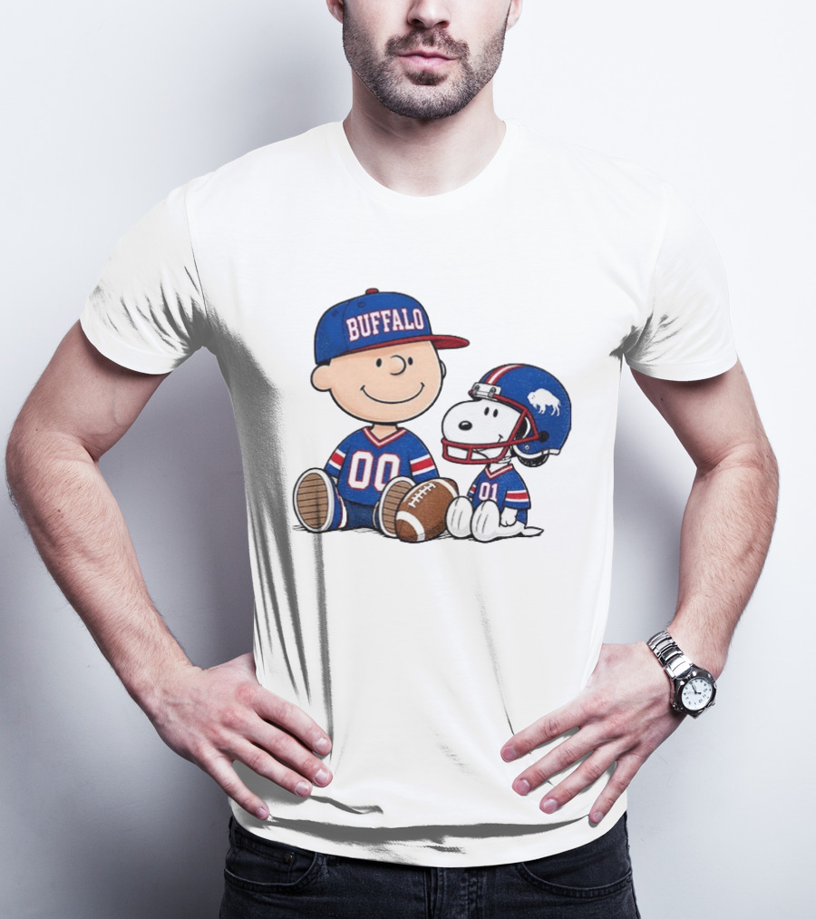 Charlie Brown Snoopy Buffalo 00 01 Football Team Cartoon Sports Fan Gear T-Shirt