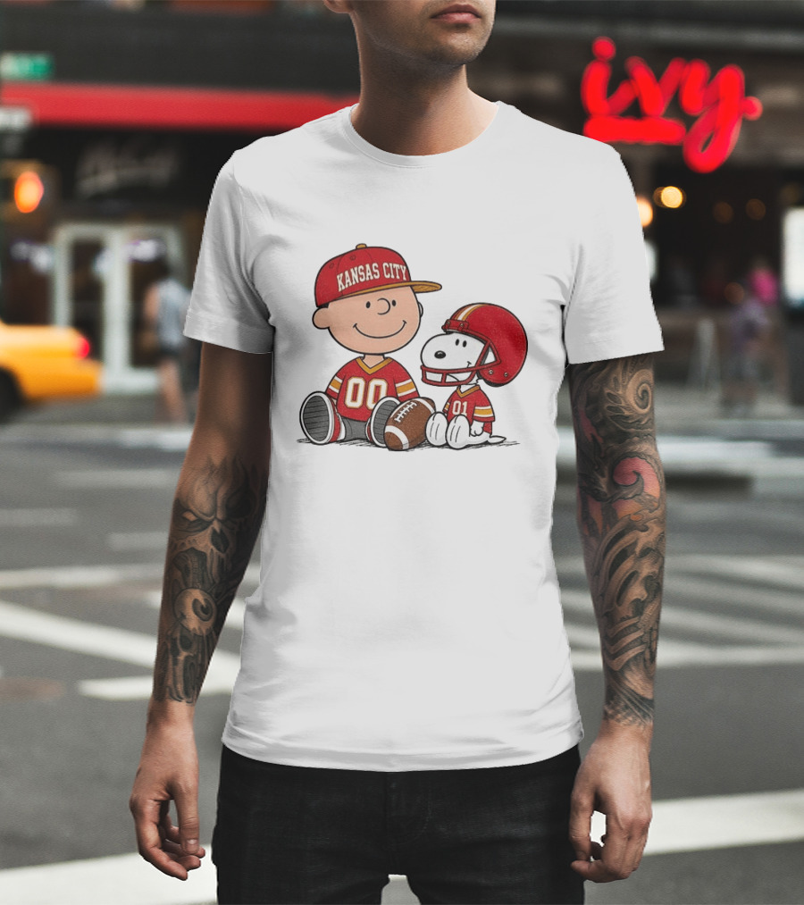 Kansas City Football With Charlie Brown And Snoopy Players T-Shirt