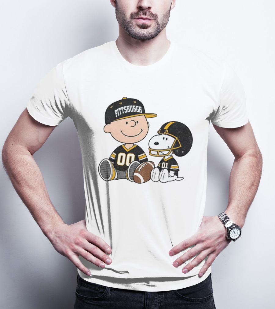 Pittsburgh Football Charlie Brown Snoopy Pigskin Player T-Shirt