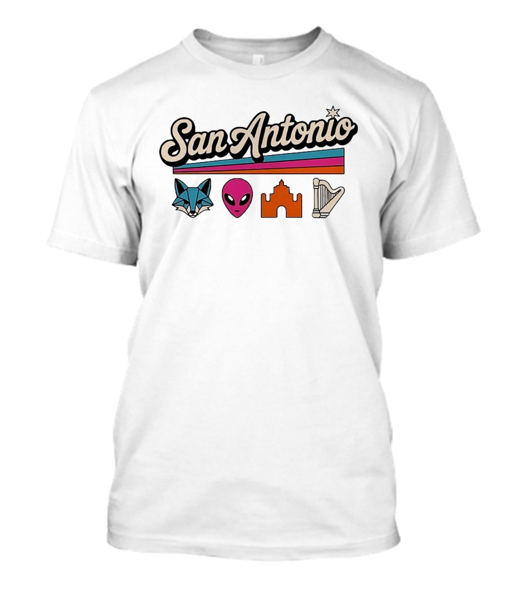San Antonio Fox Alien Castle Harp Spurs Basketball T-Shirt