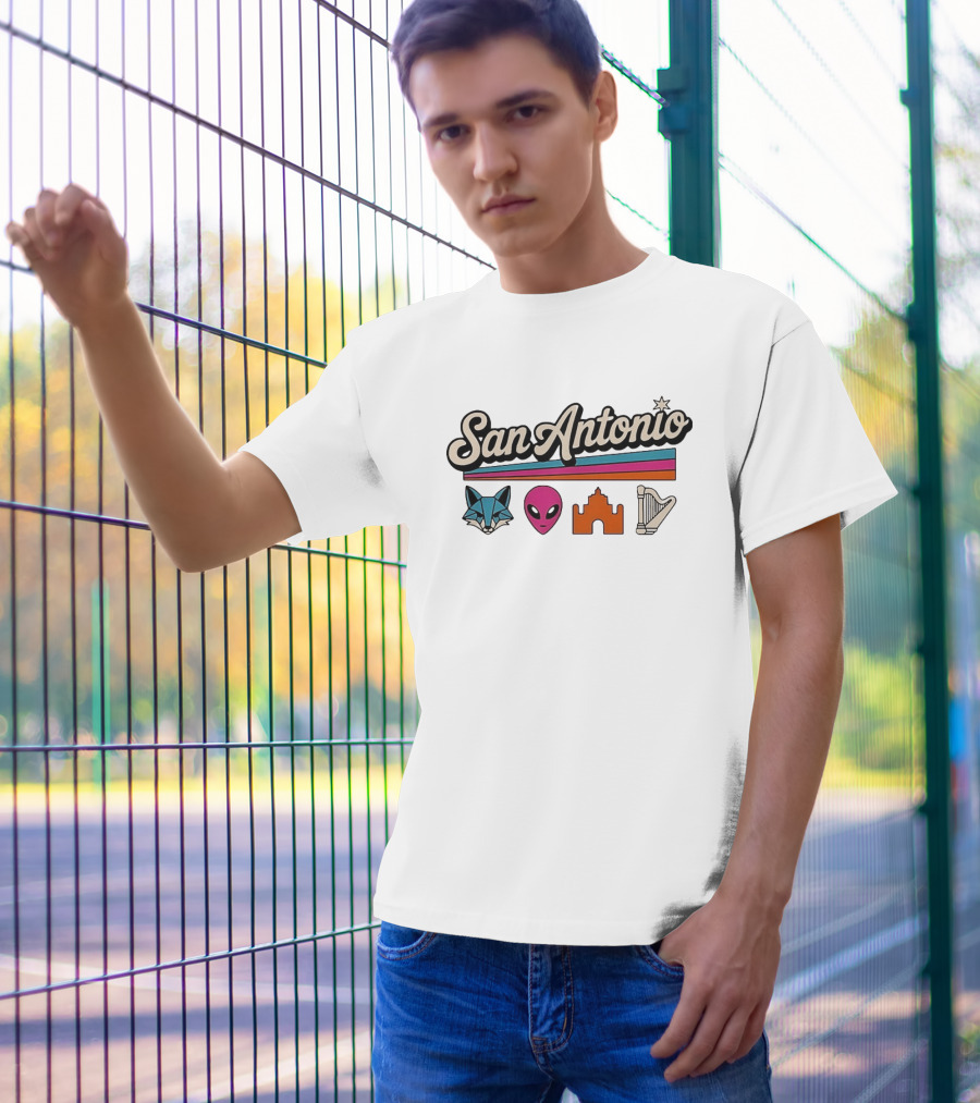 San Antonio Fox Alien Castle Harp Spurs Basketball T-Shirt