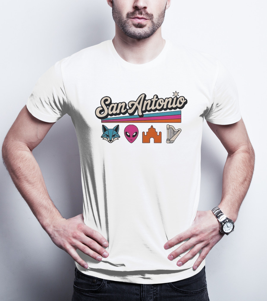 San Antonio Fox Alien Castle Harp Spurs Basketball T-Shirt