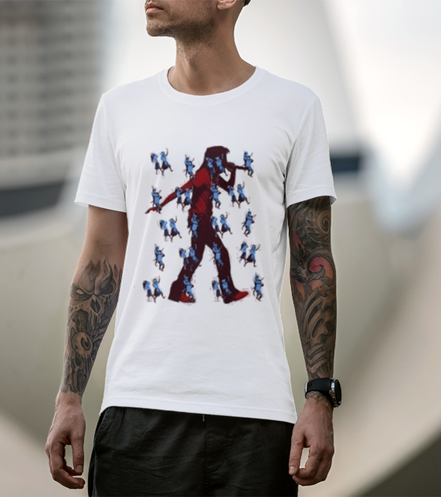 JID Faded White God Does Like Ugly J.I.D. GDLU Blue Floral Shadow T-Shirt