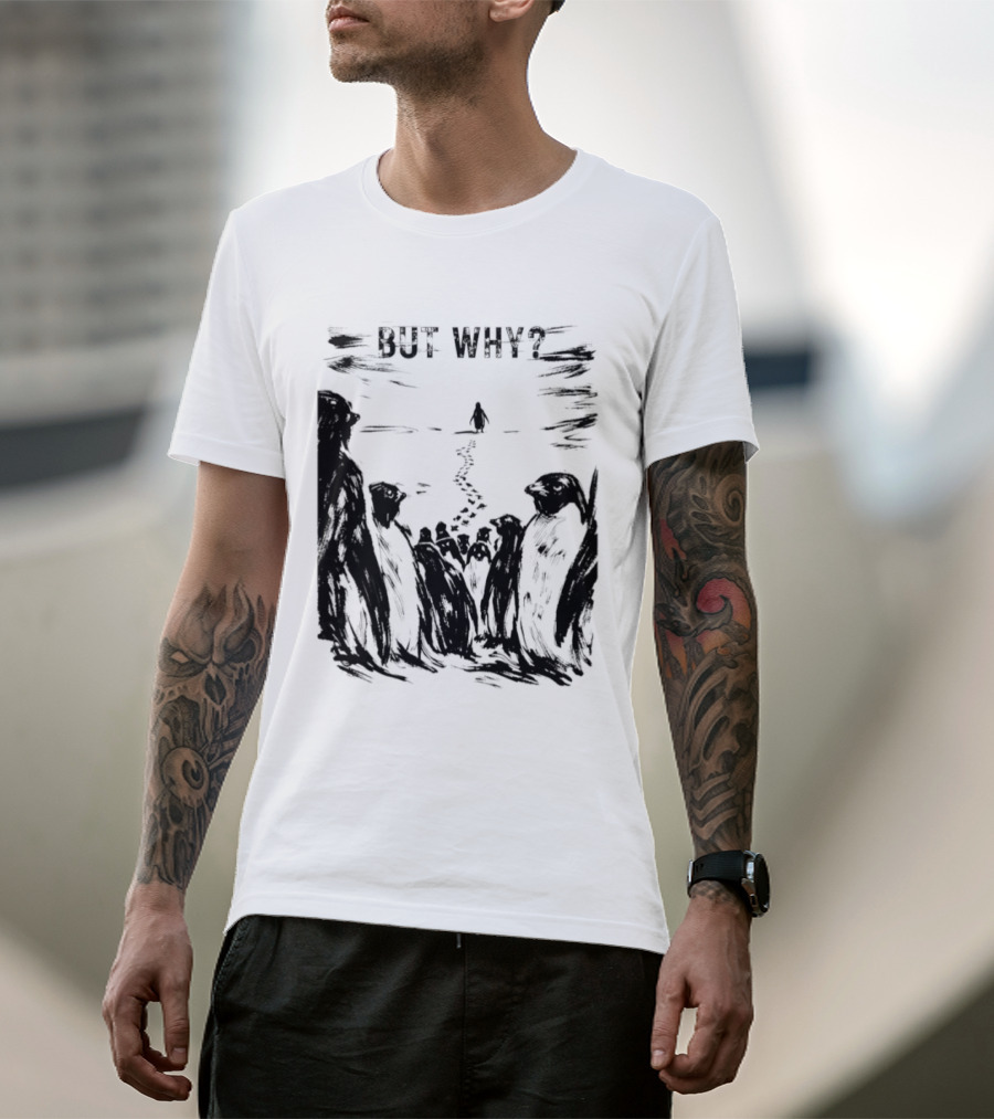 Nihilist Penguin But Why Snow Scene T-Shirt
