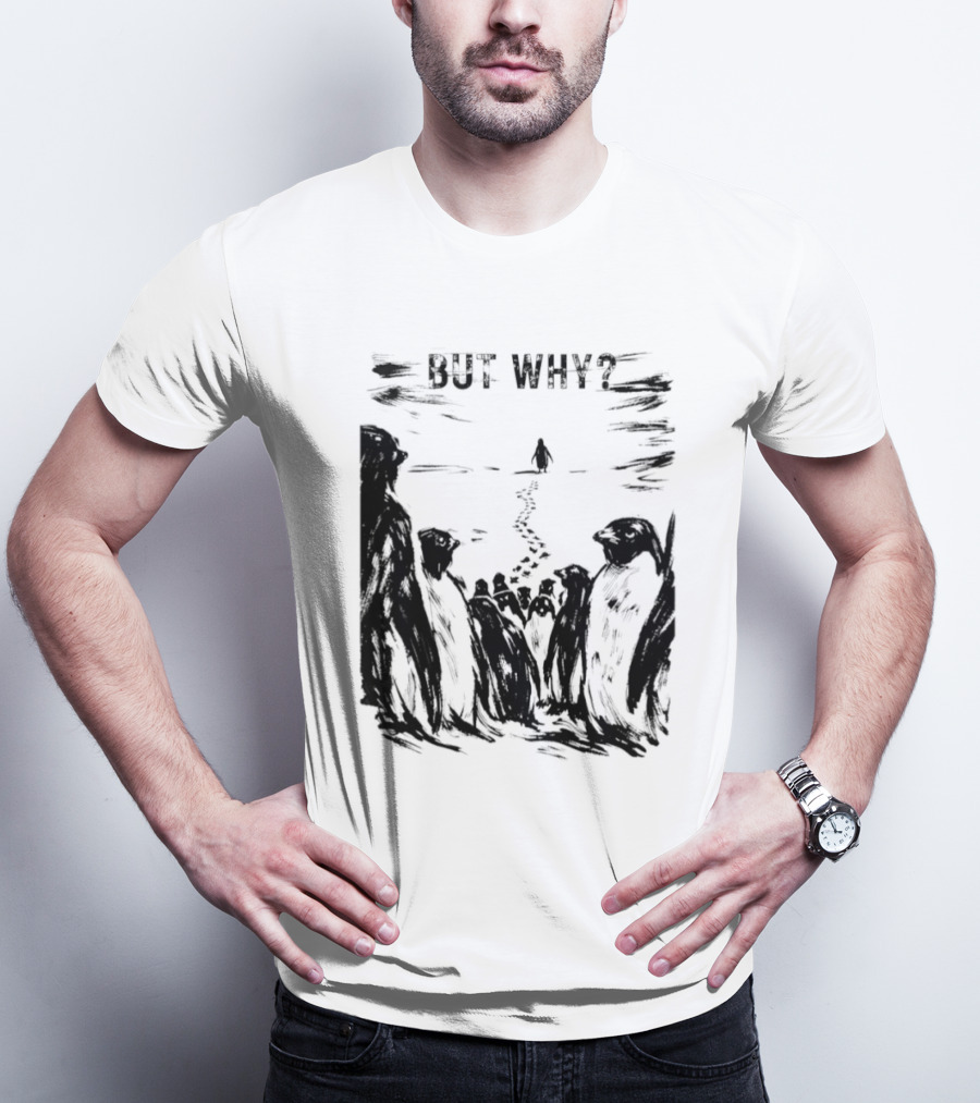 Nihilist Penguin But Why Snow Scene T-Shirt