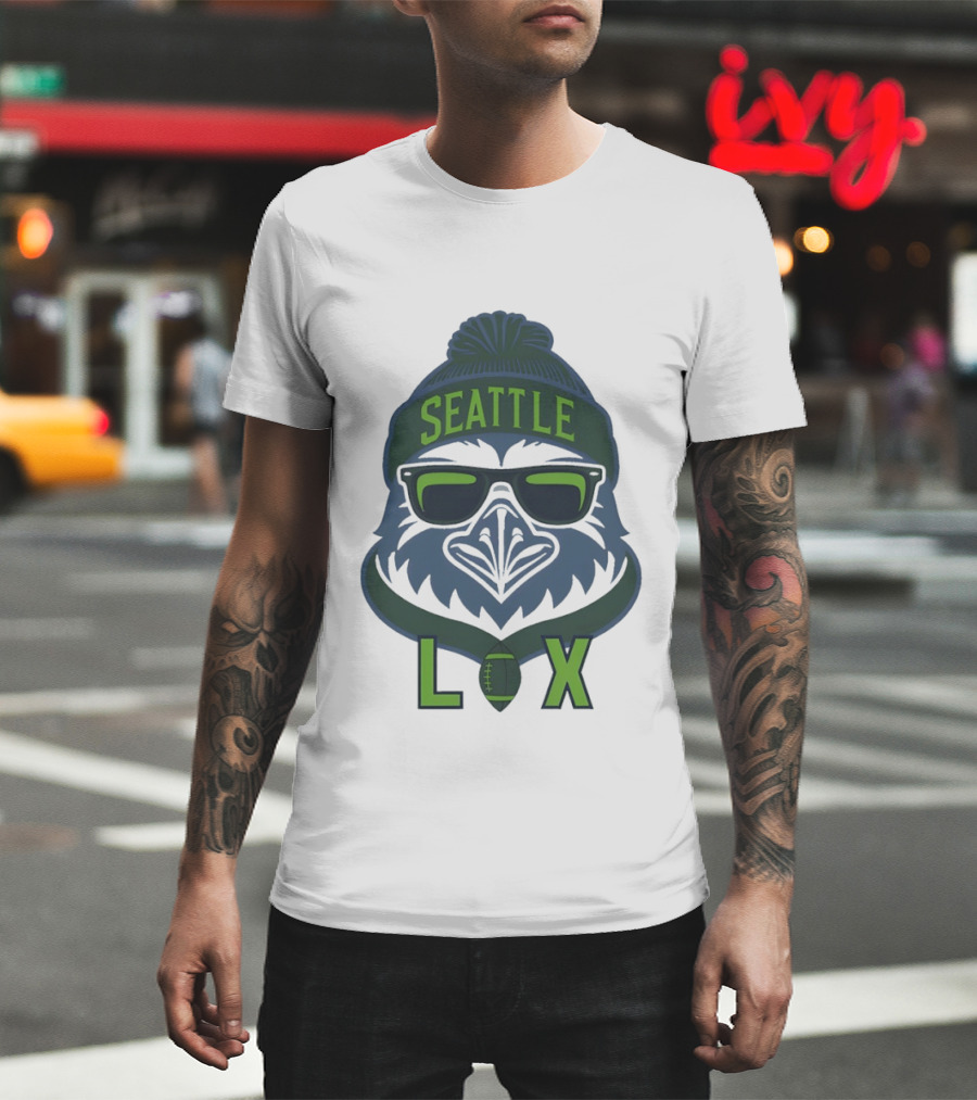 Seattle Seahawk LIX Game Day Beanie Sunglasses Football T-Shirt