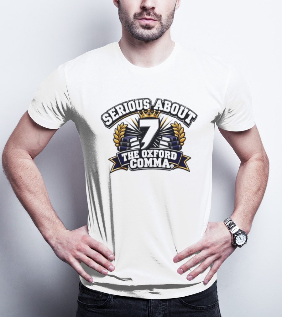 Serious About The Oxford Comma Crown Laurel Lightning T-Shirt