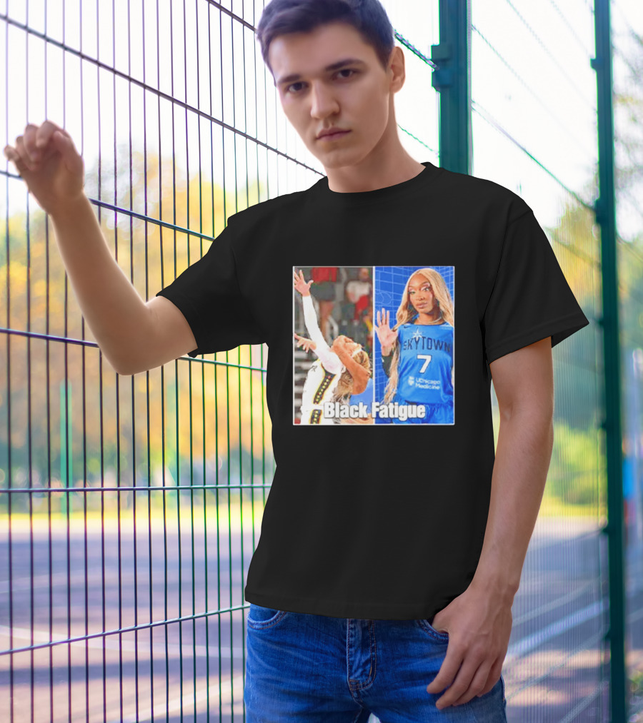 Skytown WNBA Black Fatigue Meme DiJonai Carrington Sophie Cunningham Hard Foul T-Shirt