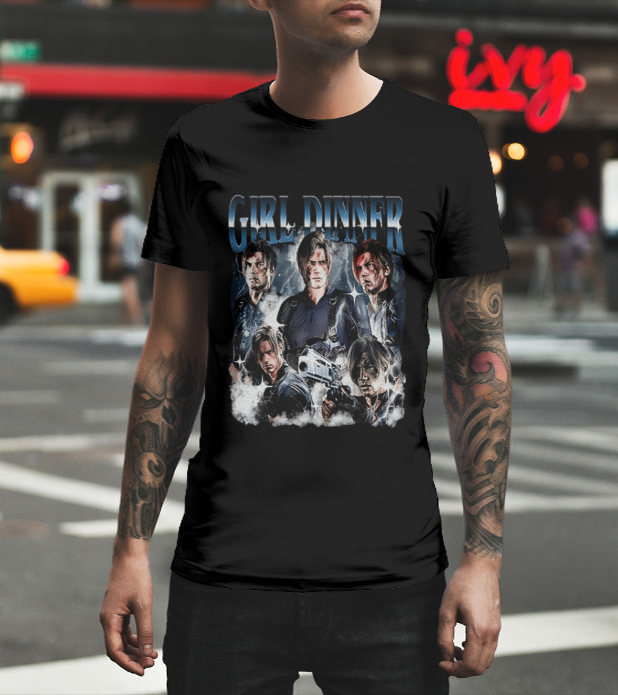 Leon Kennedy Girl Dinner Hero Collage T-Shirt