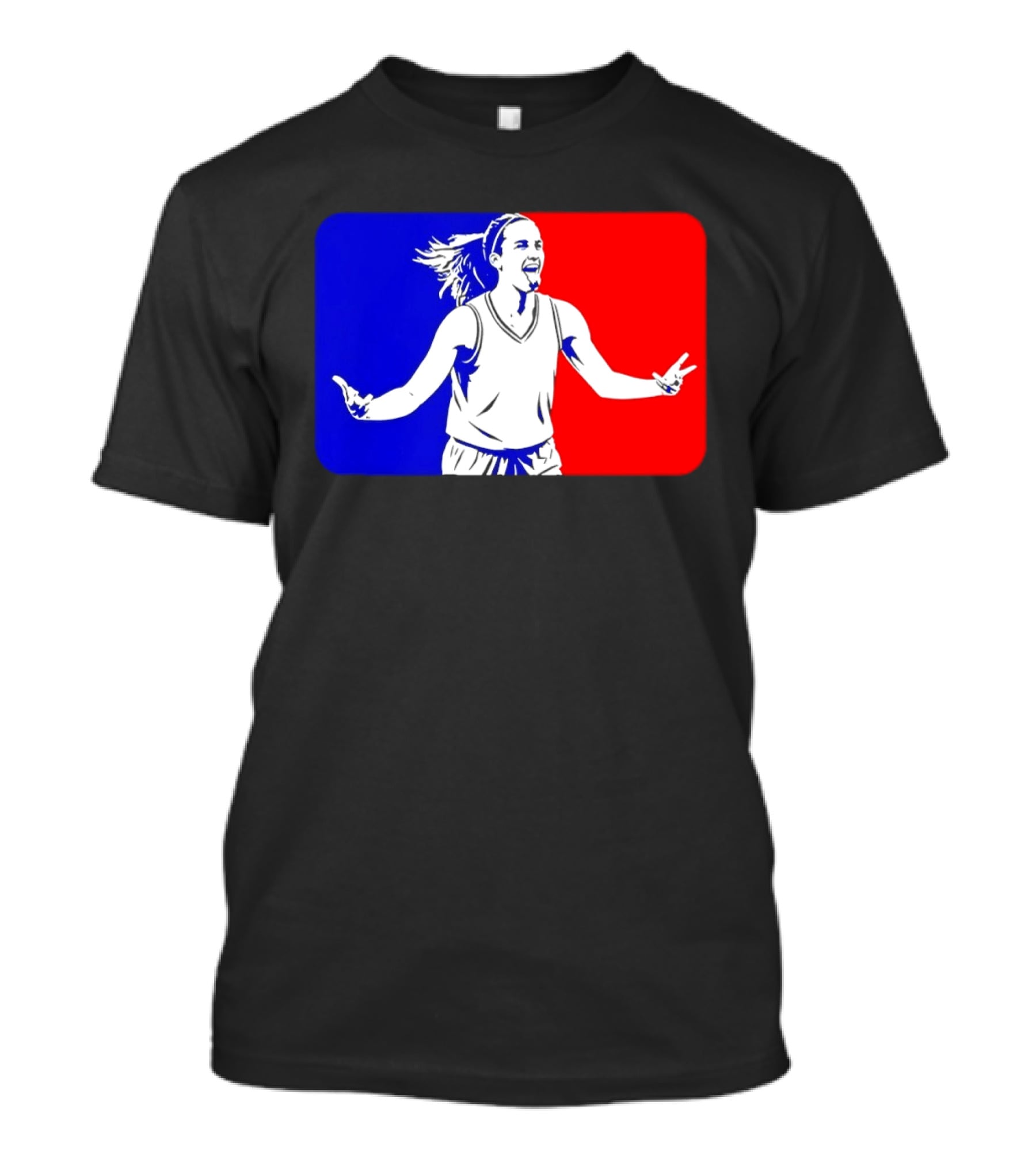 Caitlin Clark Basketball Player Silhouette In Iconic Red And Blue T-Shirt