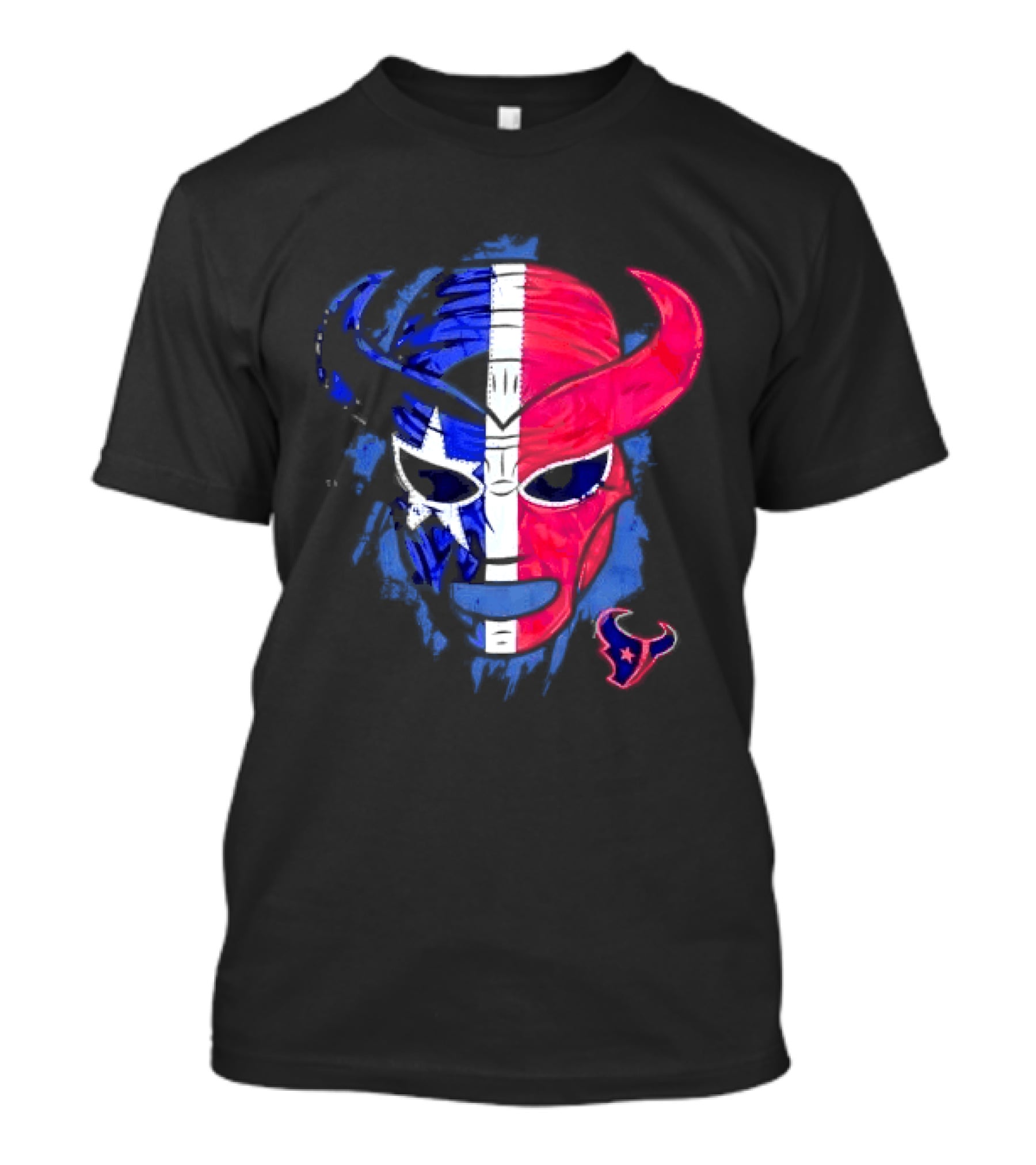 Houston Texans Distressed Lucha Libre Mask Texas Flag T-Shirt
