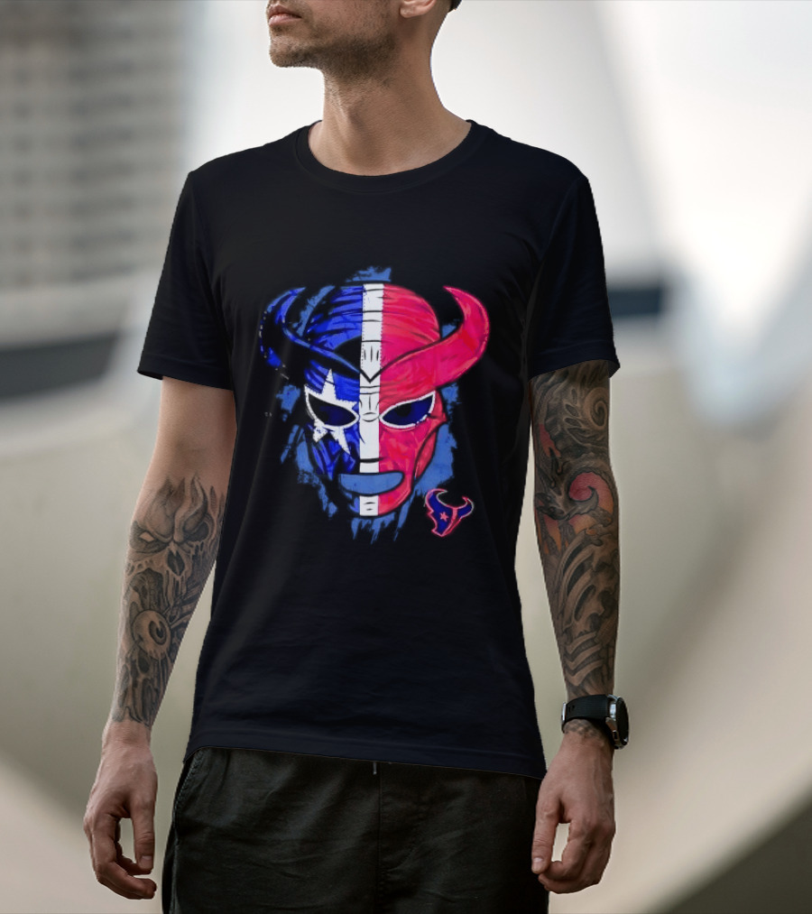 Houston Texans Distressed Lucha Libre Mask Texas Flag T-Shirt
