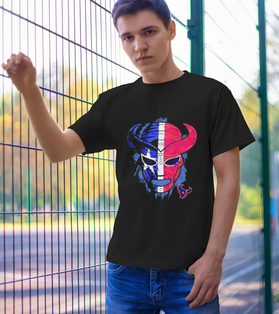 Houston Texans Distressed Lucha Libre Mask Texas Flag T-Shirt
