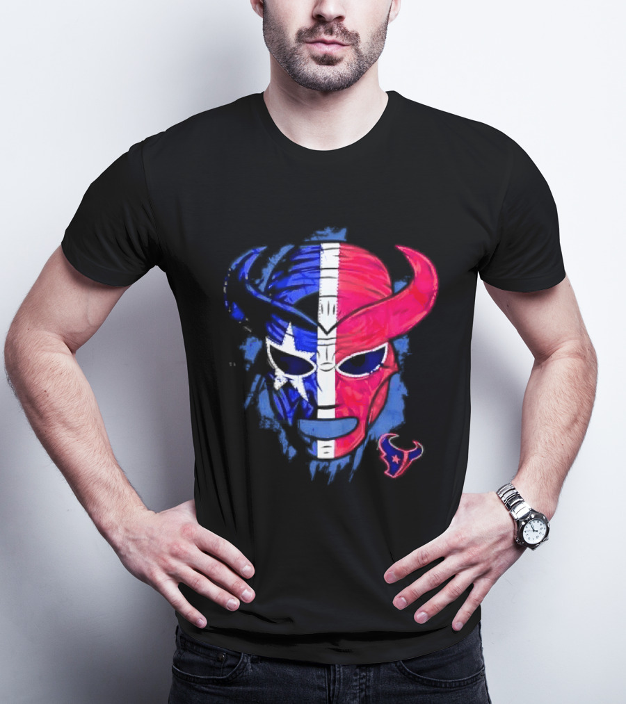 Houston Texans Distressed Lucha Libre Mask Texas Flag T-Shirt