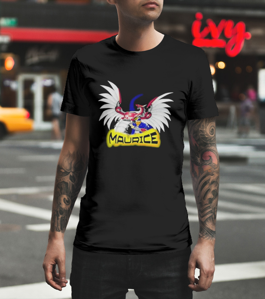 Maurice Cybernetic Dragon Winged Anime Duelist Trading Card Yellow T-Shirt