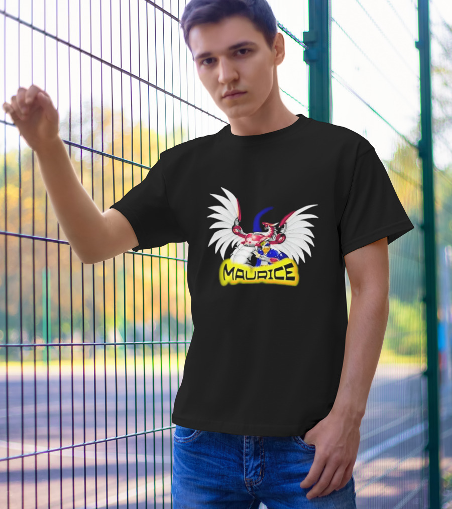 Maurice Cybernetic Dragon Winged Anime Duelist Trading Card Yellow T-Shirt