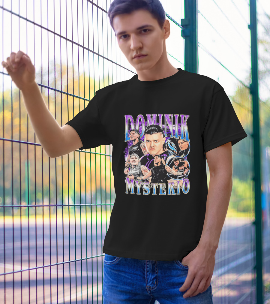 Dominik Mysterio Wrestler Photo Collage Metallic Gradient T-Shirt