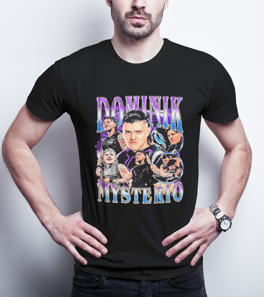 Dominik Mysterio Wrestler Photo Collage Metallic Gradient T-Shirt