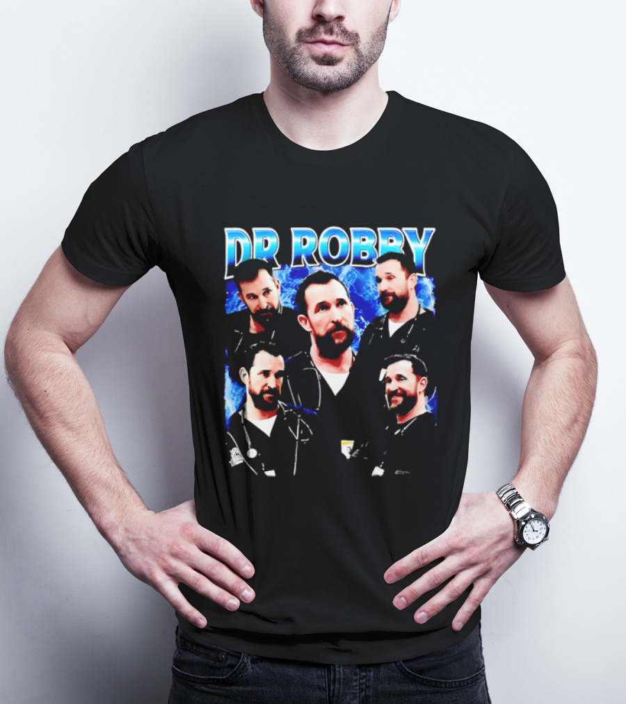Dr Robby Bearded Male Doctor Scrubs Stethoscope Photo Collage T-Shirt