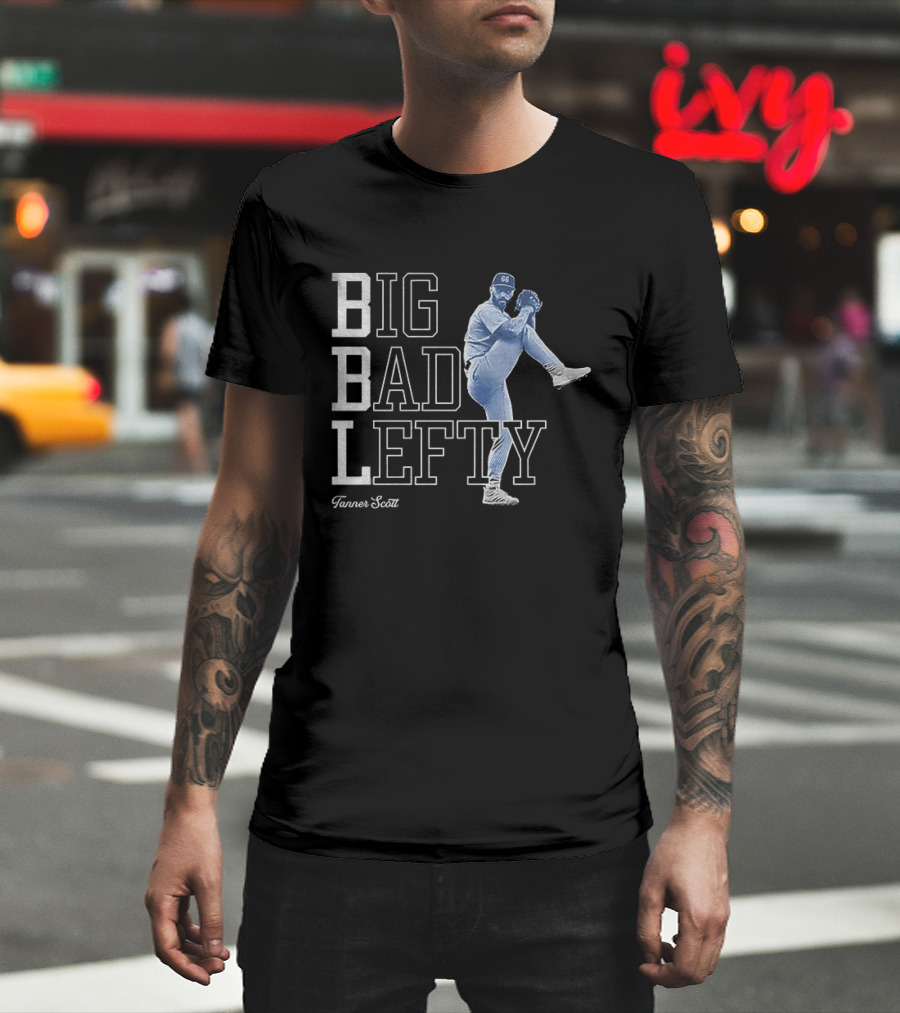 Miguel Rojas Wearing Tanner Scott Big Bad Lefty 66 T-Shirt