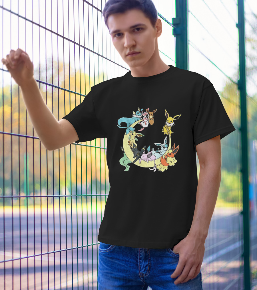 Eevee Evolutions Sylveon Umbreon Flareon Jolteon Vaporeon Espeon Leafeon Glaceon T-Shirt