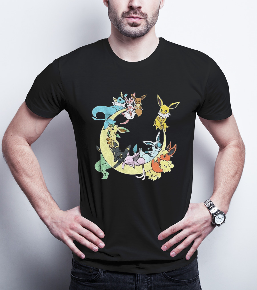 Eevee Evolutions Sylveon Umbreon Flareon Jolteon Vaporeon Espeon Leafeon Glaceon T-Shirt