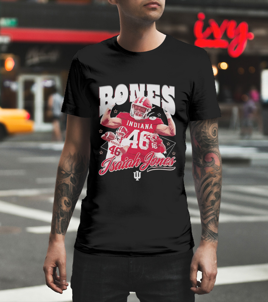 Isaiah Jones Indiana Hoosiers Football Bones 46 T-Shirt