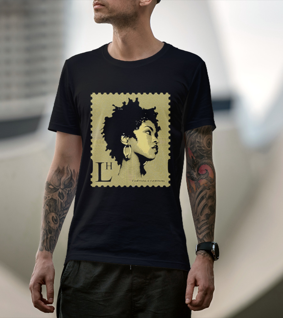 Everything Is Lh Gold Line Afro Woman Stamp T-Shirt