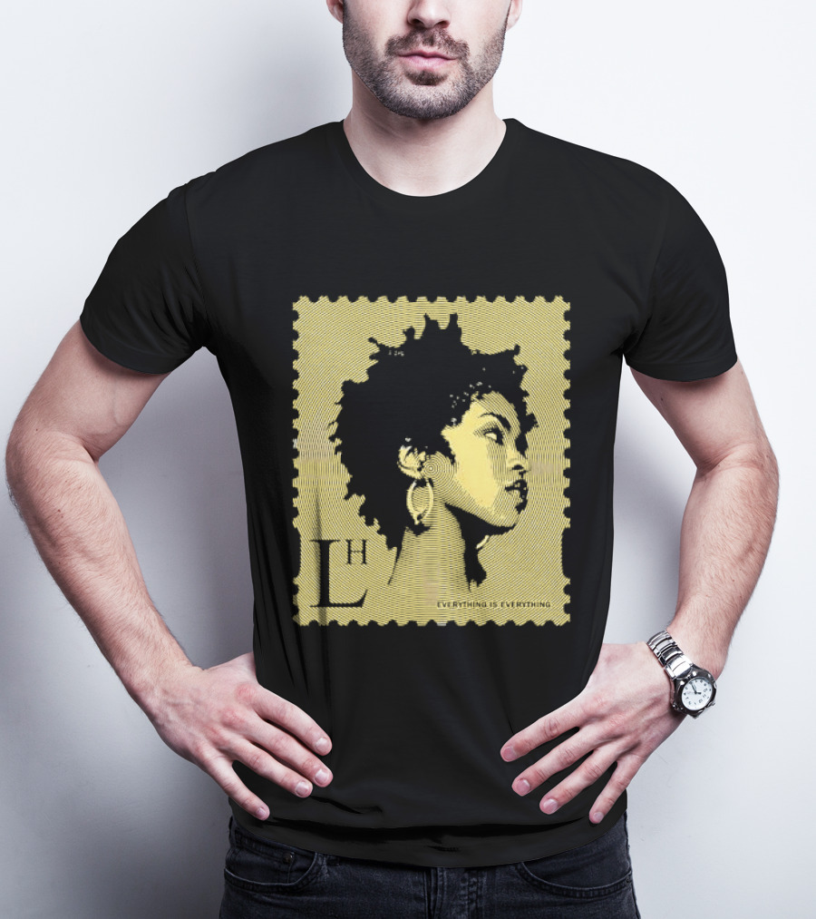 Everything Is Lh Gold Line Afro Woman Stamp T-Shirt