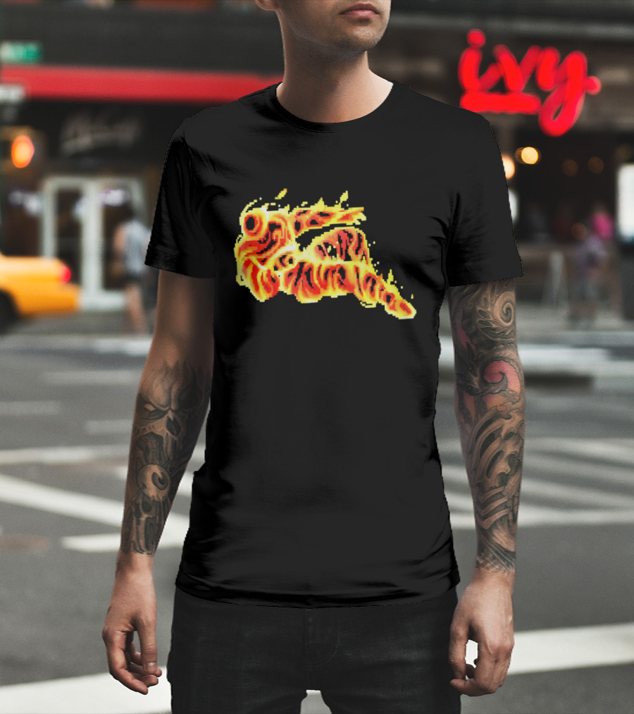 Fiery Waves Of Burning Flame Blaze In Yellow Orange Red Hues T-Shirt