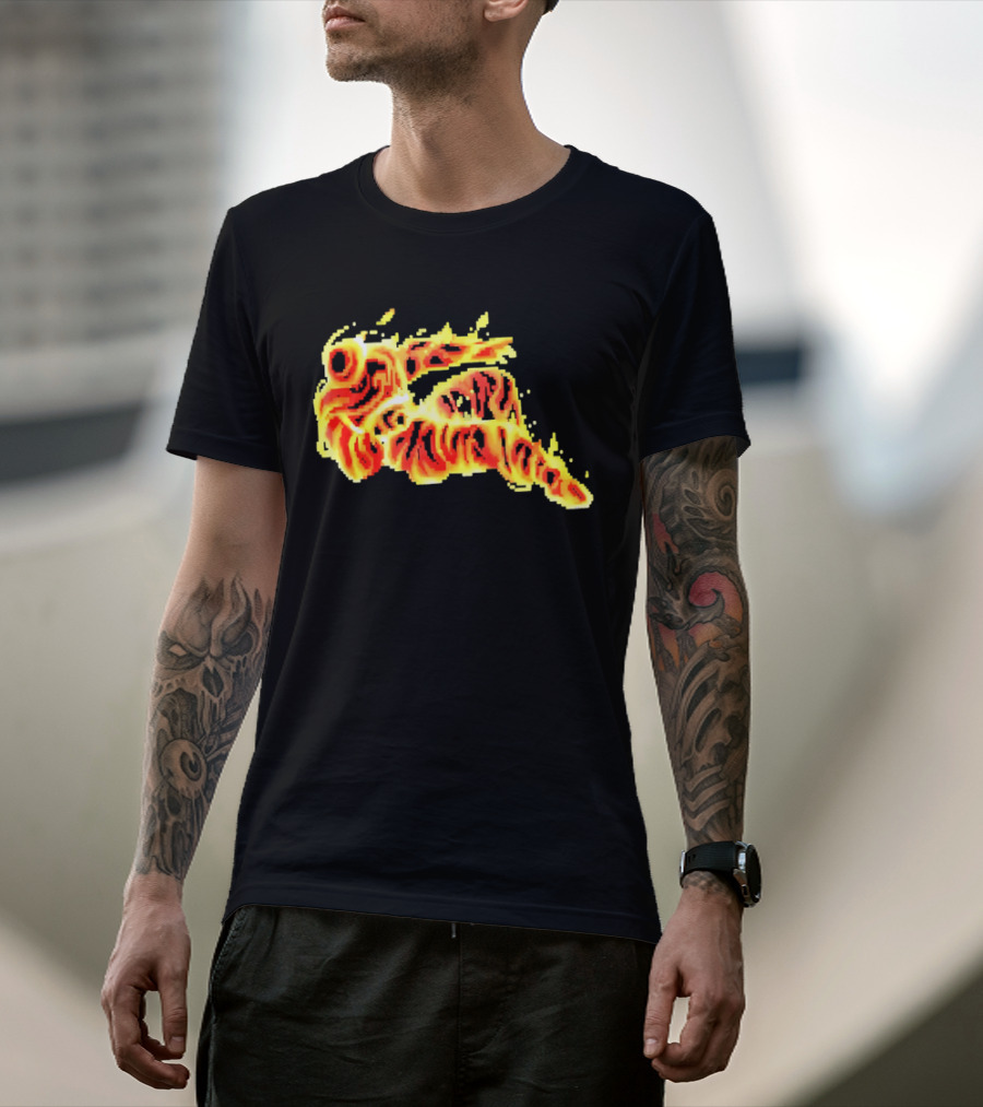 Fiery Waves Of Burning Flame Blaze In Yellow Orange Red Hues T-Shirt