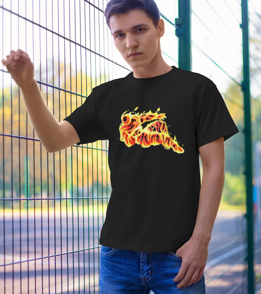 Fiery Waves Of Burning Flame Blaze In Yellow Orange Red Hues T-Shirt