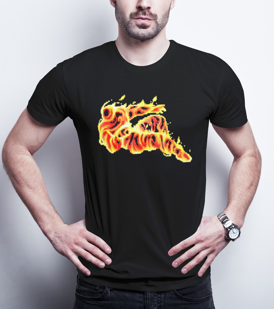 Fiery Waves Of Burning Flame Blaze In Yellow Orange Red Hues T-Shirt
