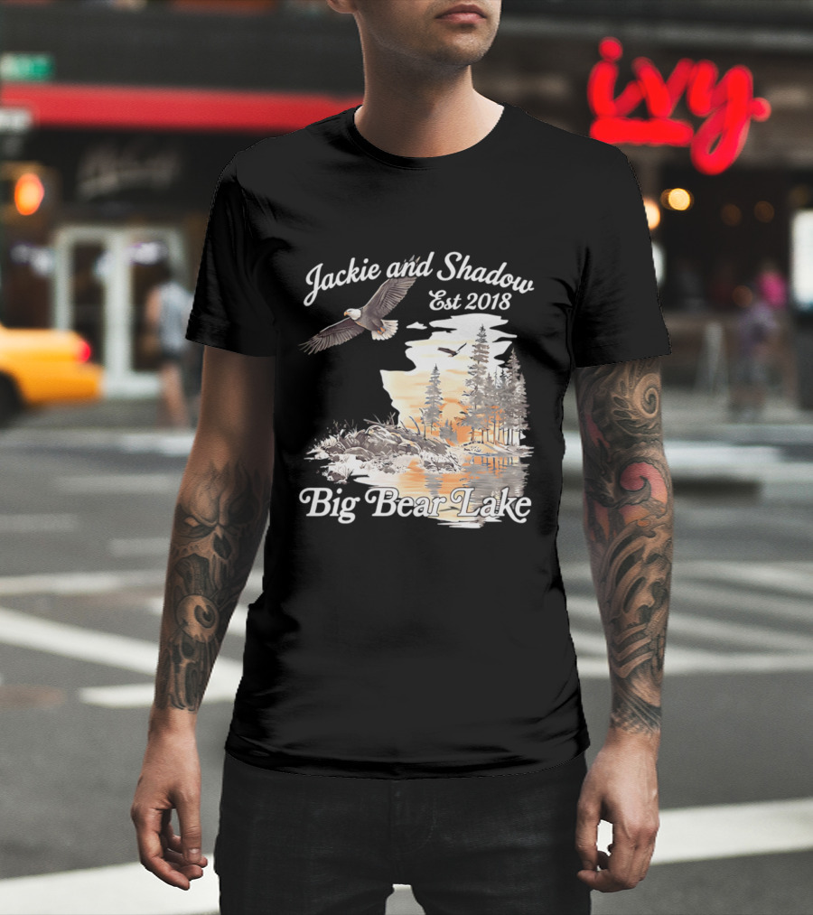 Jackie And Shadow Est 2018 Big Bear Lake Bald Eagles Family Scenic Nature T-Shirt