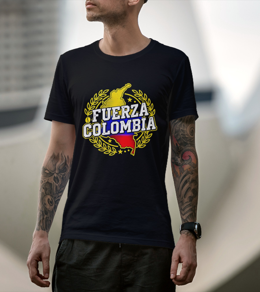 Fuerza Colombia Earthquake Relief Support Colombian Pride Map T-Shirt