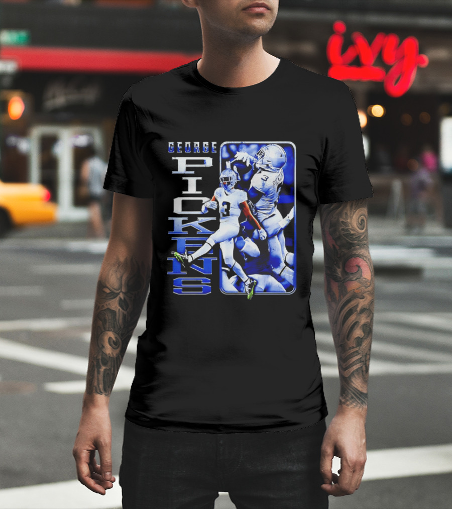 George Pickens Football Catching Collage Blue T-Shirt