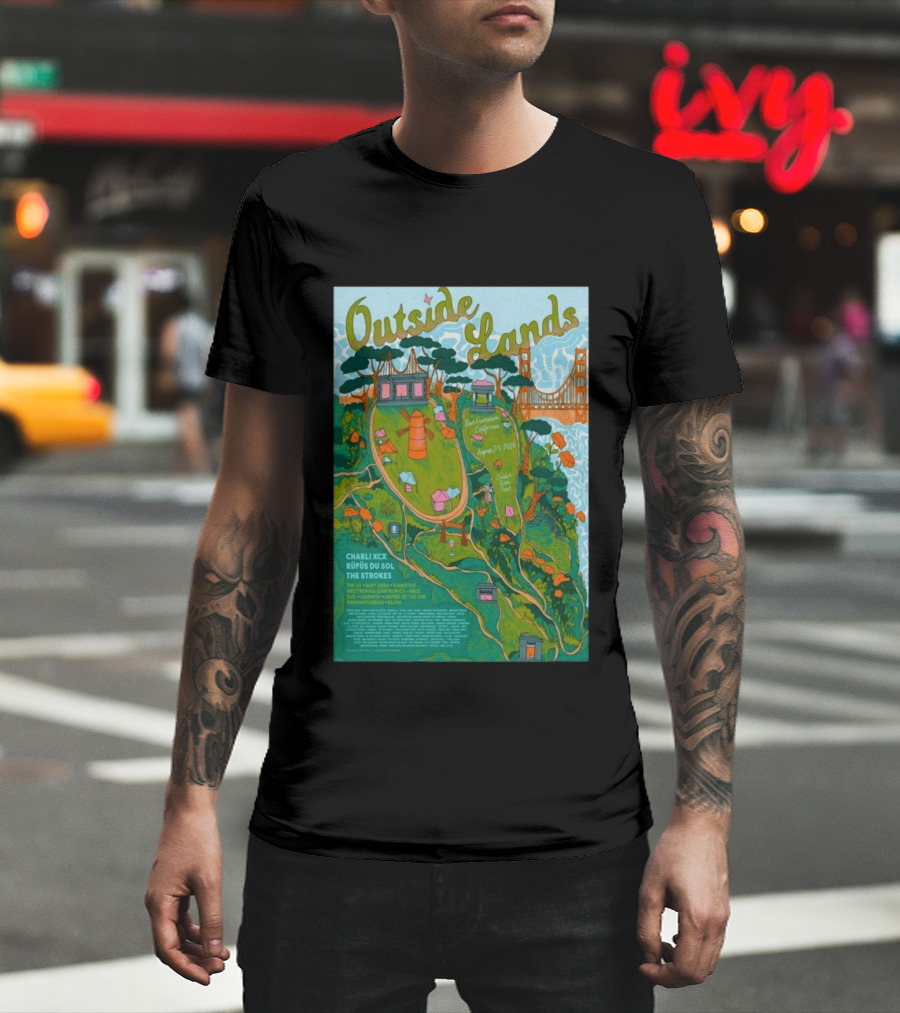 Outside Lands San Francisco August 7 9 2026 Golden Gate Park Charli XCX Rufus Du Sol The Strokes T-Shirt