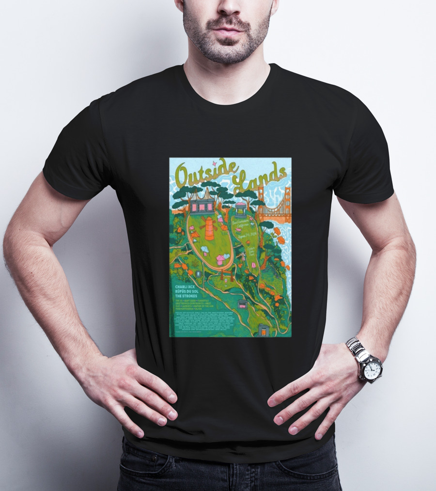 Outside Lands San Francisco August 7 9 2026 Golden Gate Park Charli XCX Rufus Du Sol The Strokes T-Shirt