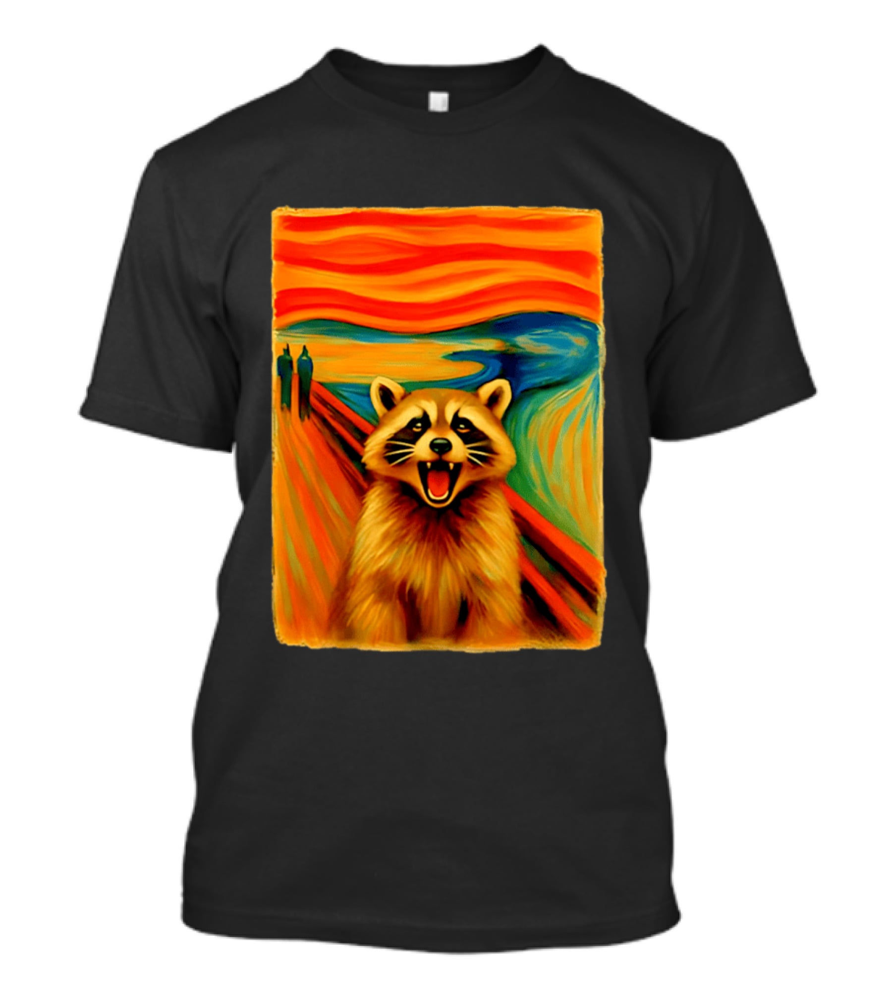 Raccoon The Scream Edvard Munch Painting Mashup T-Shirt